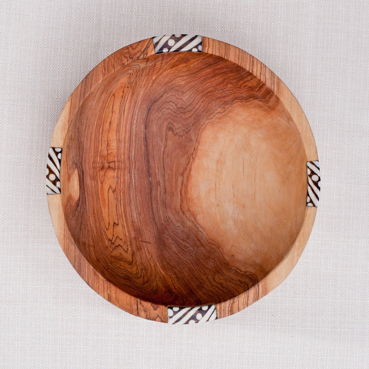 Olivewood Bowl | Bone Inlay